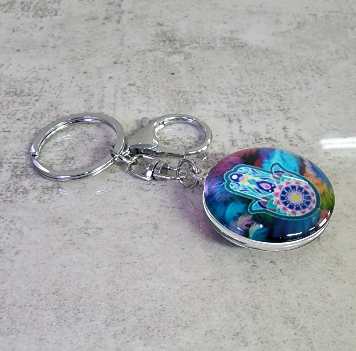 Holographic Hamsa Hand Keyring - Style 2 – The Guru's Hut