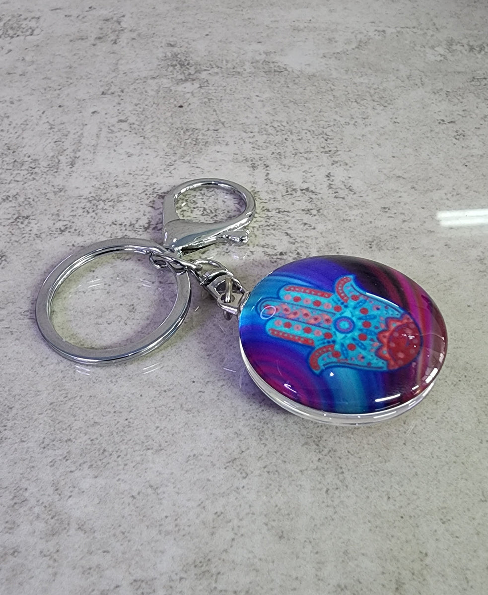 Holographic Hamsa Hand Keyring – The Guru's Hut