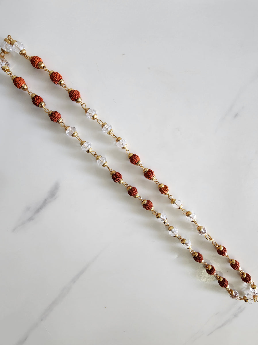 Gold Capped Rudraksha and Sphatik Mala – The Guru's Hut