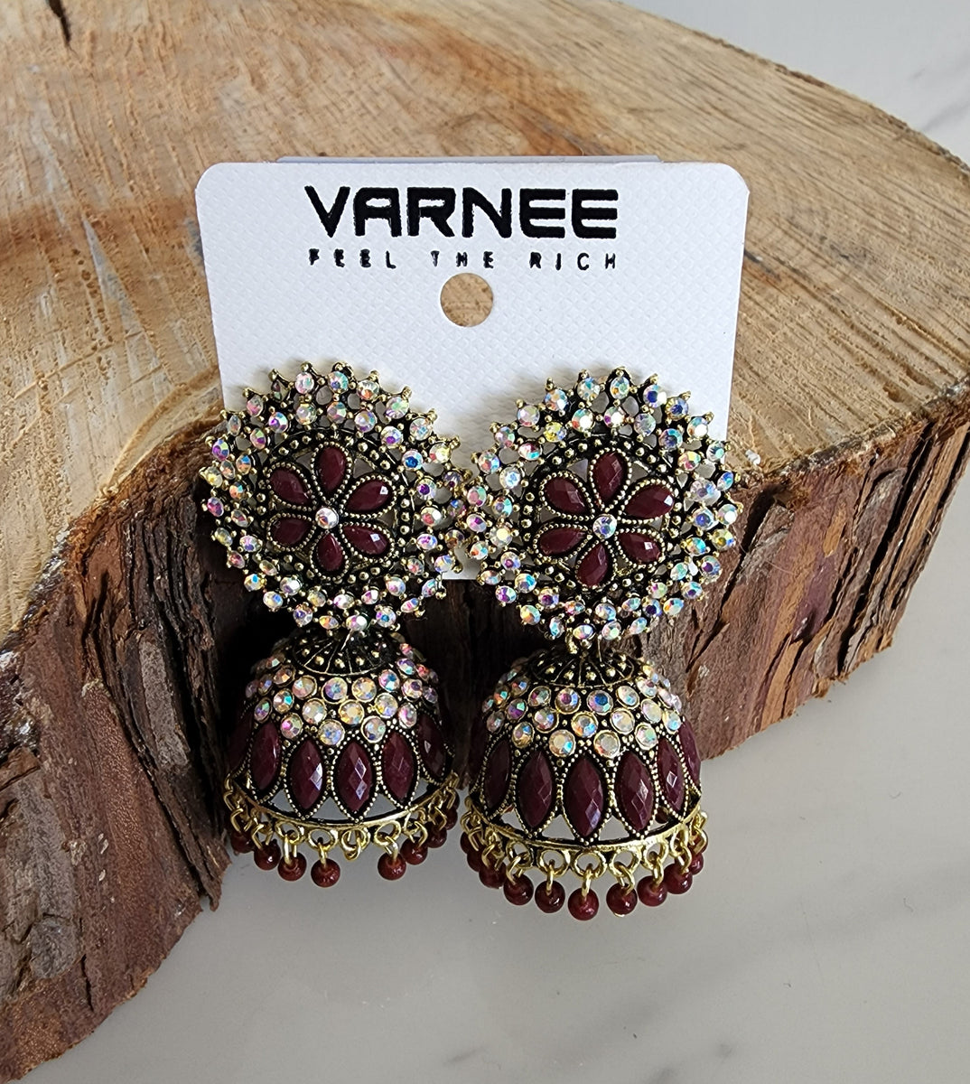 Maroon Jhumka - Design 4 – The Guru's Hut