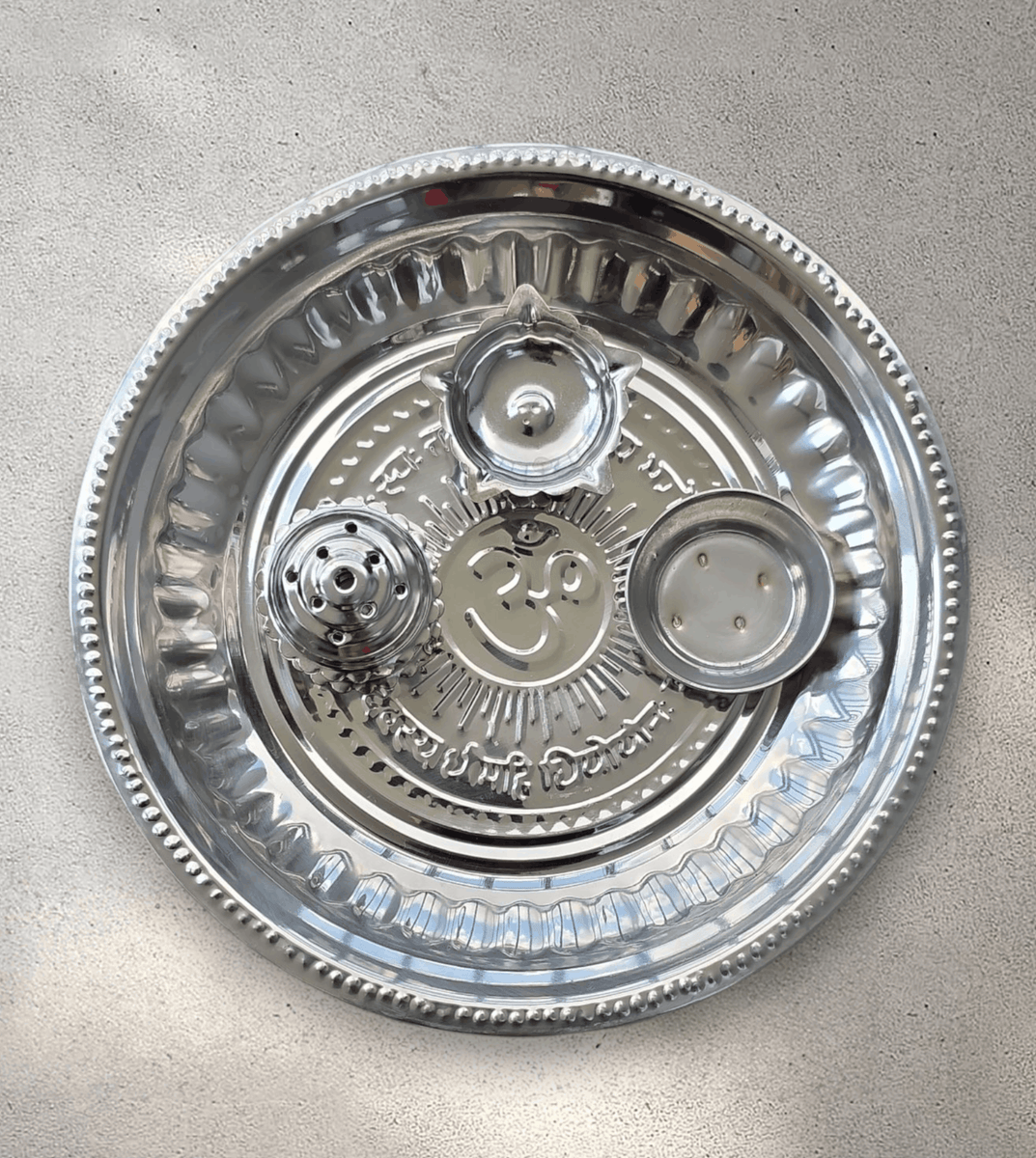 Silver Aum Pooja/Prayer Tray Set – The Guru's Hut