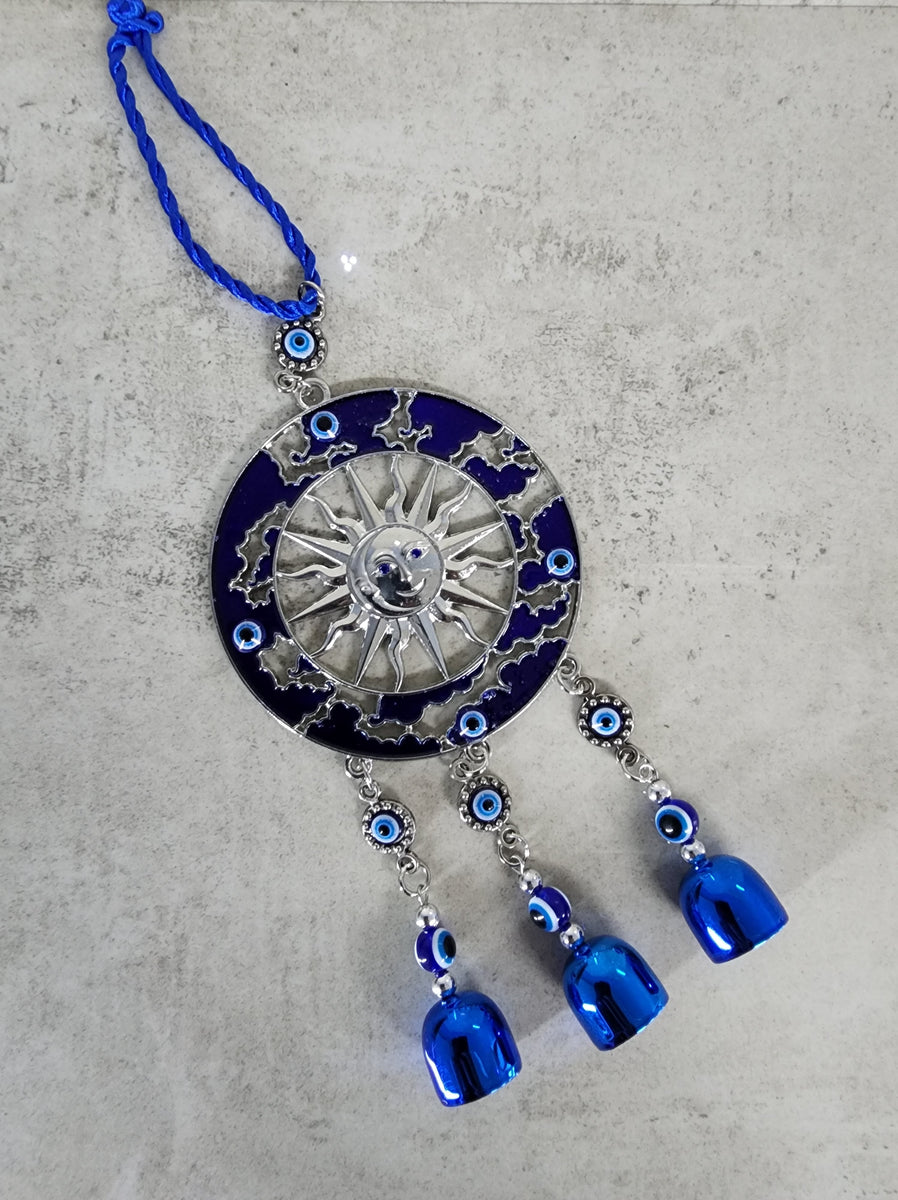 Evil Eye Wind Chime with Sun, Moon and Clouds – The Guru's Hut