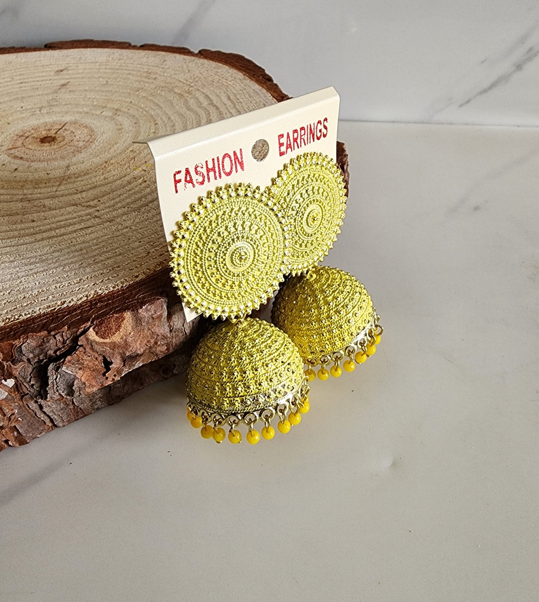 Yellow Jhumka - Style 2 – The Guru's Hut